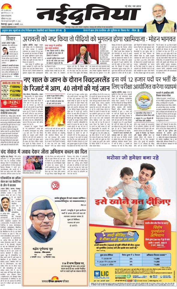 NaiDunia Epaper: Daily MP Newspaper and Chhattisgarh News Paper Online
