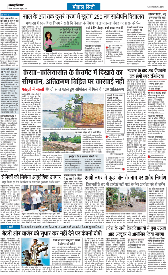 Bhopal Epaper 04 Oct 2025: Naidunia Bhopal Newspaper Edition Online in ...
