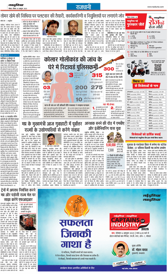 Betul Epaper 05 Oct 2025: Naidunia Betul Newspaper Edition Online in Hindi