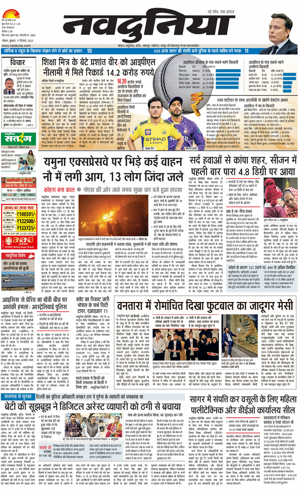 NaiDunia Epaper: Daily MP Newspaper and Chhattisgarh News Paper Online