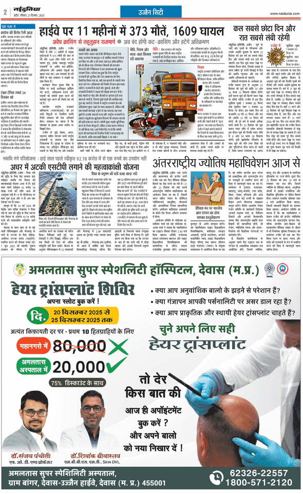 Ujjain Epaper 21 Dec 2025: Naidunia Ujjain Newspaper Edition Online in ...