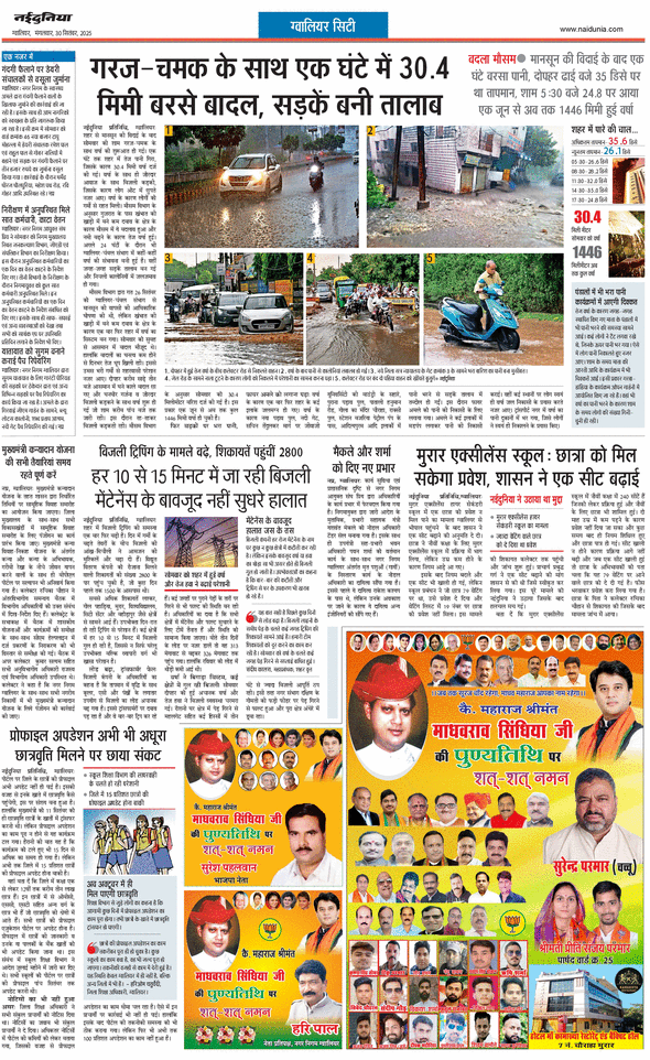 Dabra Epaper 30 Sep 2025: Naidunia Dabra Newspaper Edition Online in Hindi